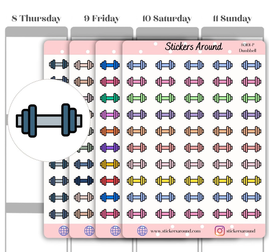 Dumbbell Icon Planner Stickers, Workout Sticker, Gym Fitness Sticker ...