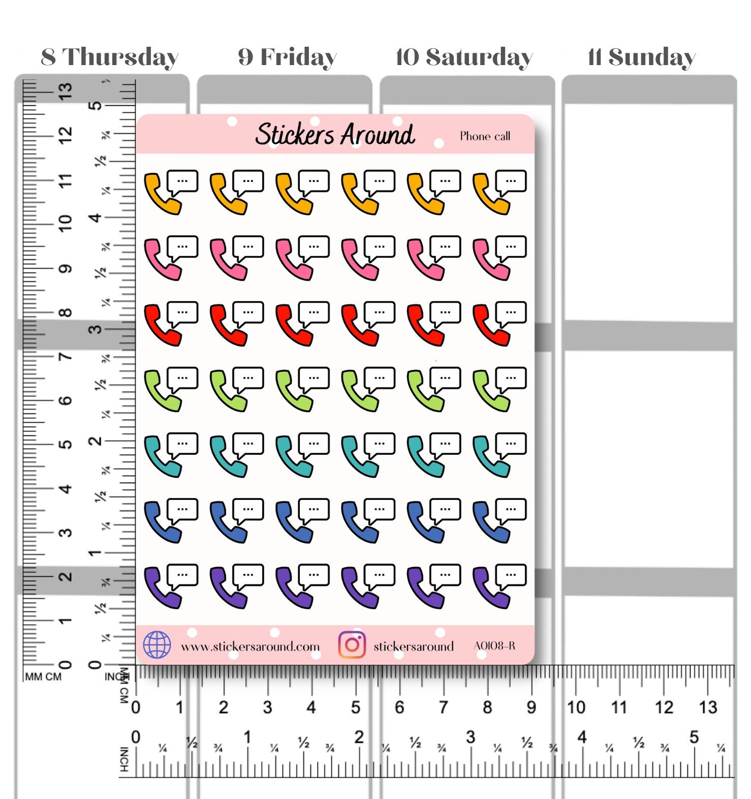 Phone Call Planner Sticker, Phone Call Mini Icon, Phone Call Reminder ...