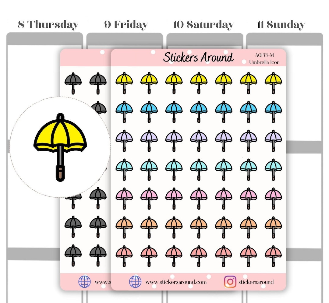Umbrella Icon Sticker | Planner, Calendar and Bullet Journal Stickers ...