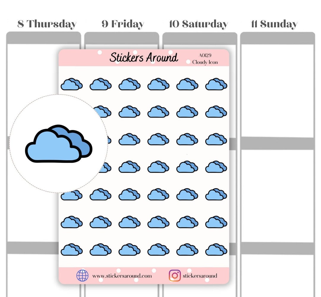 Cloudy Weather Icon Sticker Planner Calendar and Bullet - Etsy