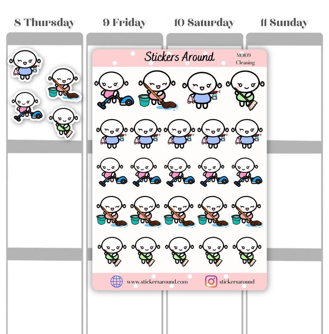 Cleaning Planner Sticker Cleaning Sticker Clean up Sticker - Etsy