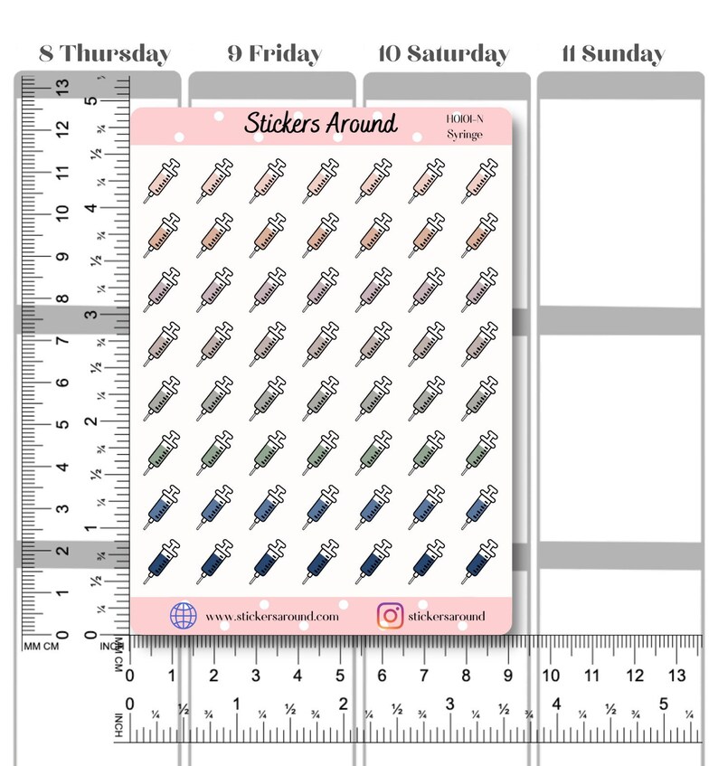 Syringe Icon Planner Sticker, Vaccine Shot Sticker, Diabete Insulin ...