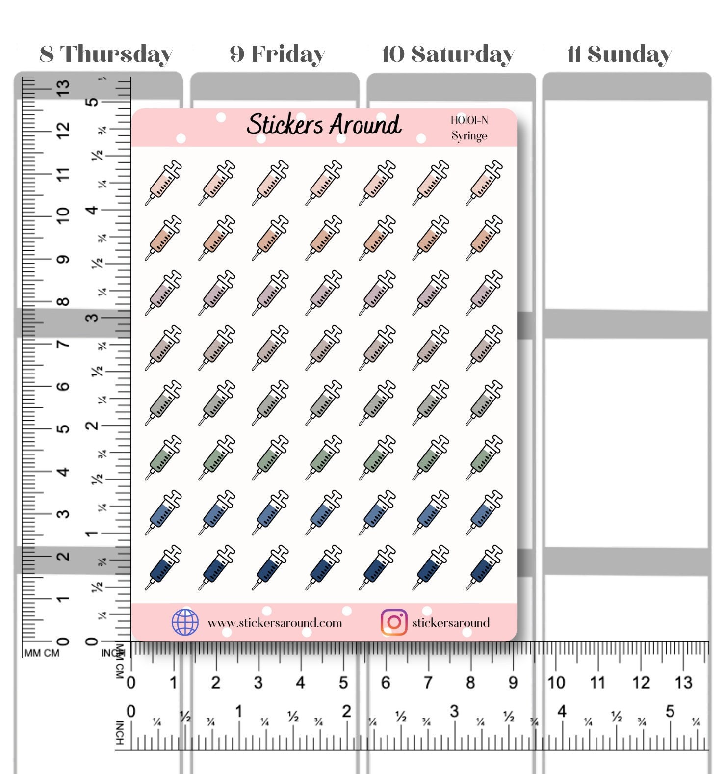 Syringe Icon Planner Sticker, Vaccine Shot Sticker, Diabete Insulin ...