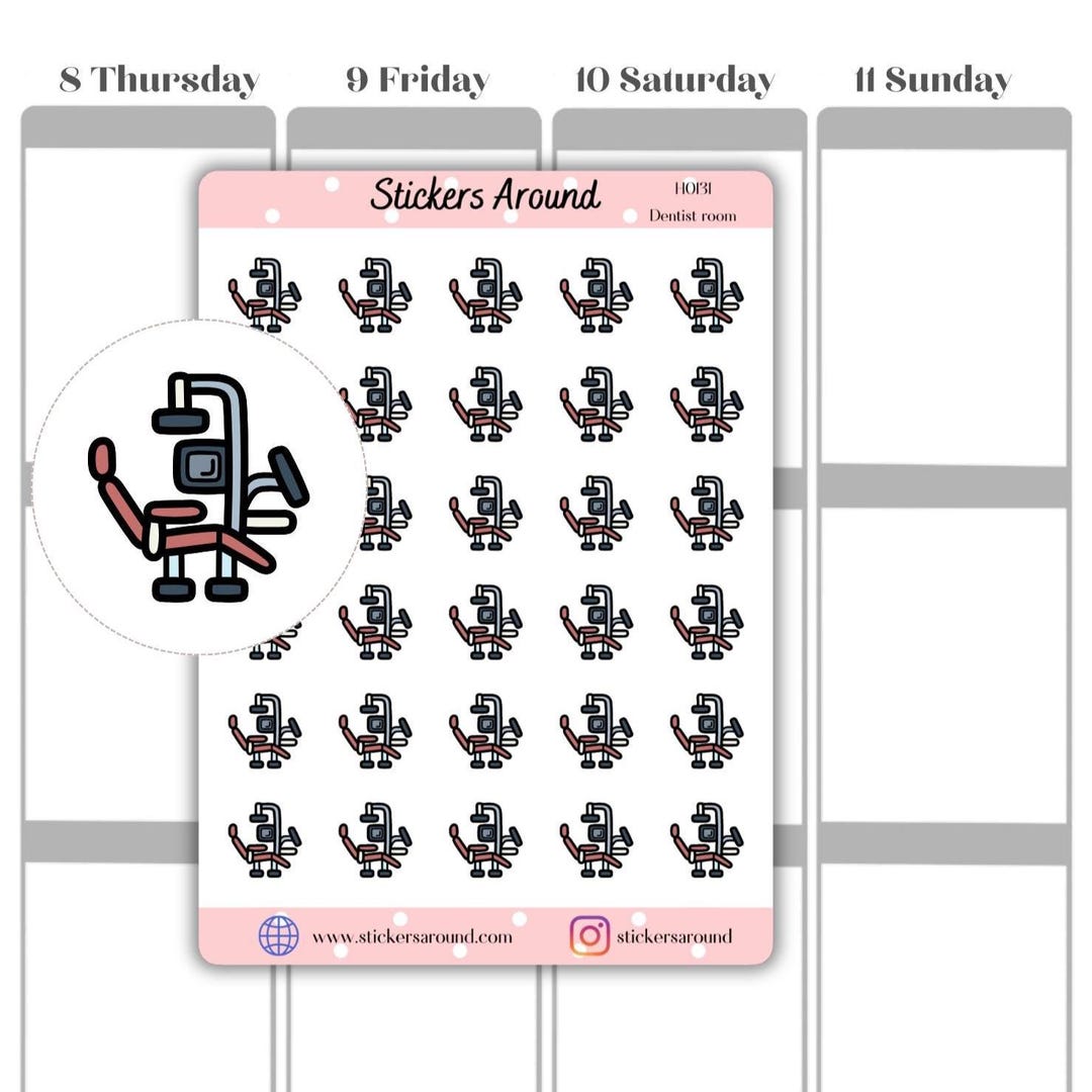 Dental Chair Icon Planner Stickers, Dentist Appointment Stickers ...