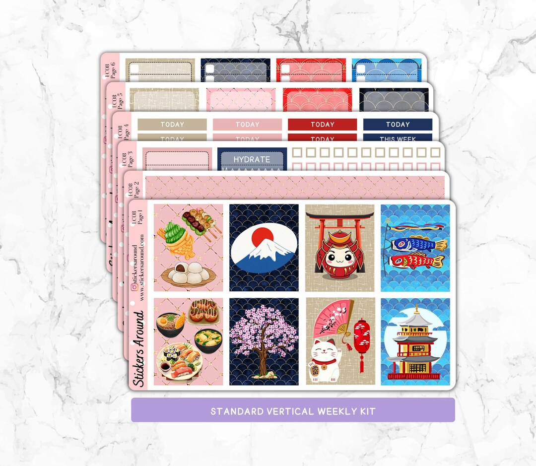 Symbols of Japan Vertical Weekly Kit | Japanese Weekly Stickers | 1.5 ...