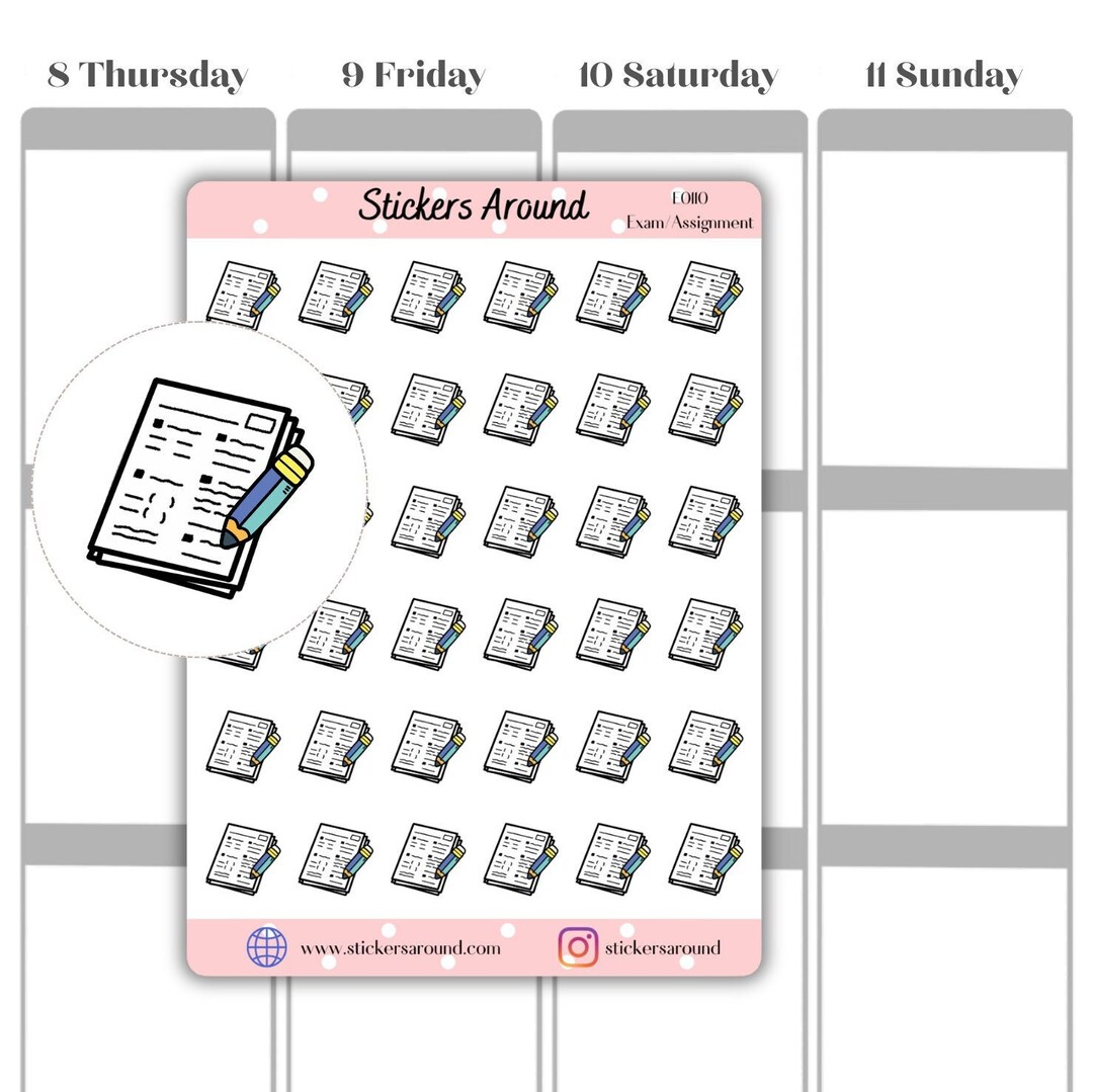 Exam Icon Planner Stickers | Assignment Icon Planner Sticker | Test ...