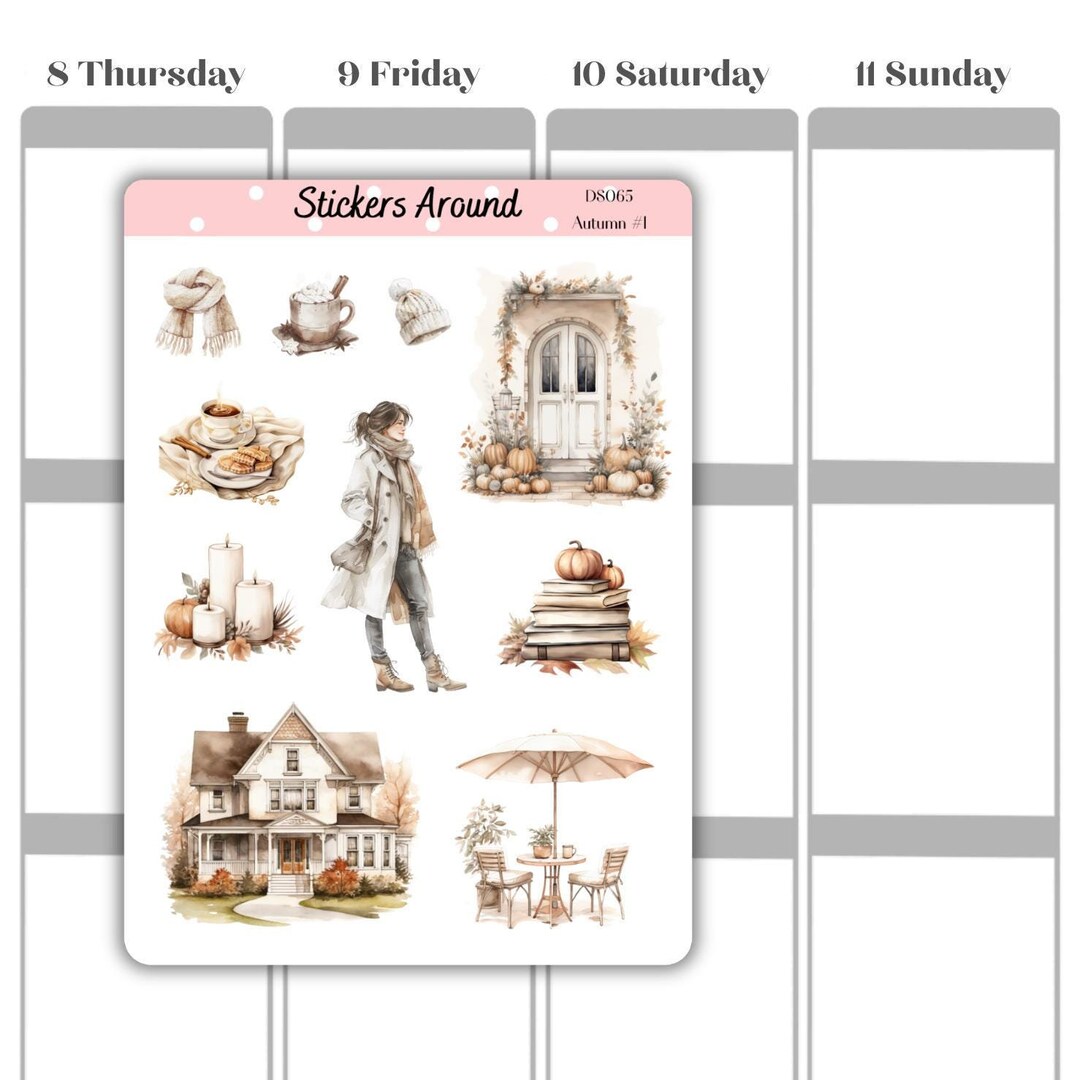 Cozy Autumn/fall Decorative Sticker Sheet #1 | Planner Stickers, Bullet ...