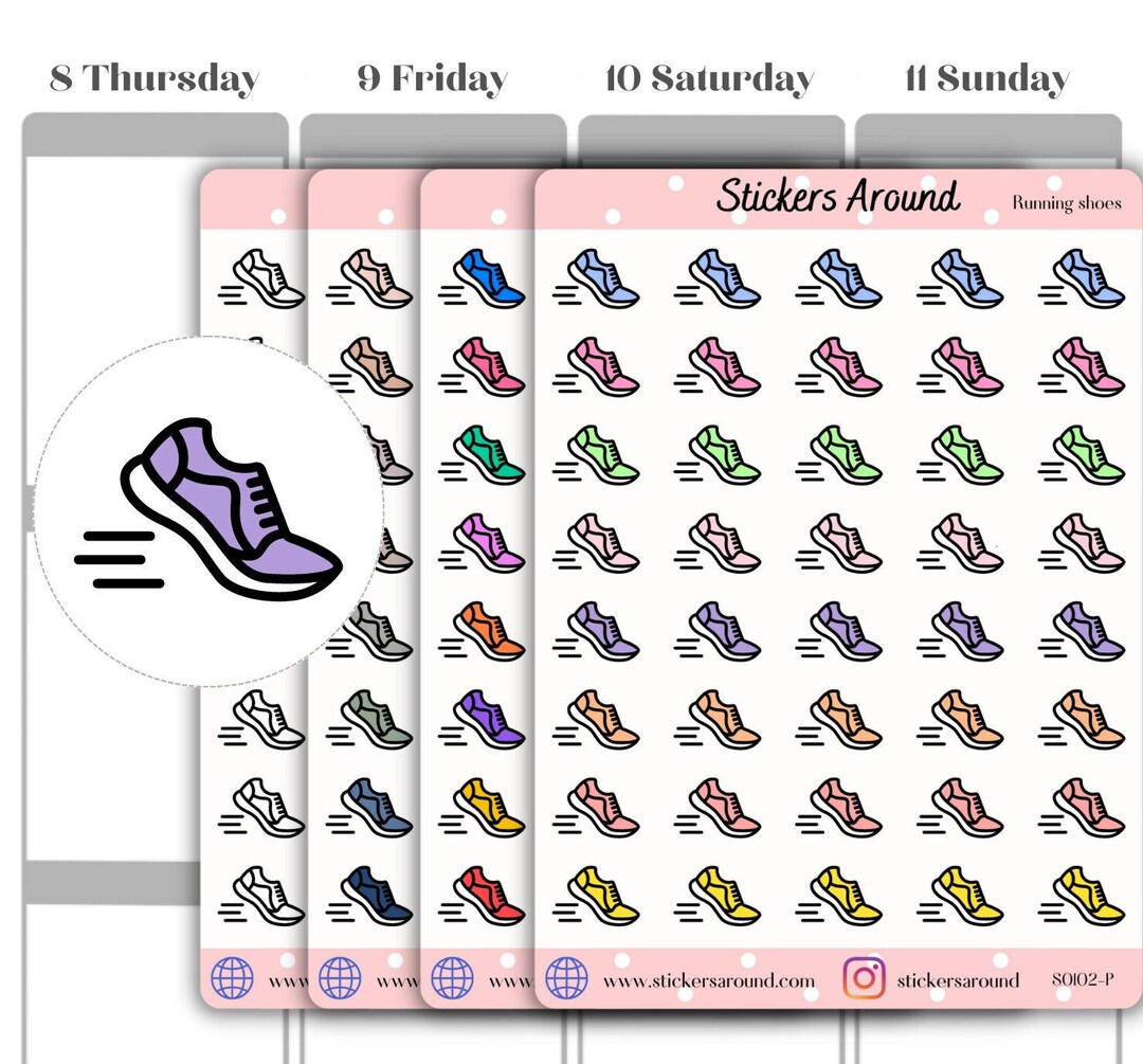 Running Shoe Planner Stickers, Sneaker Sticker, Running Sticker ...