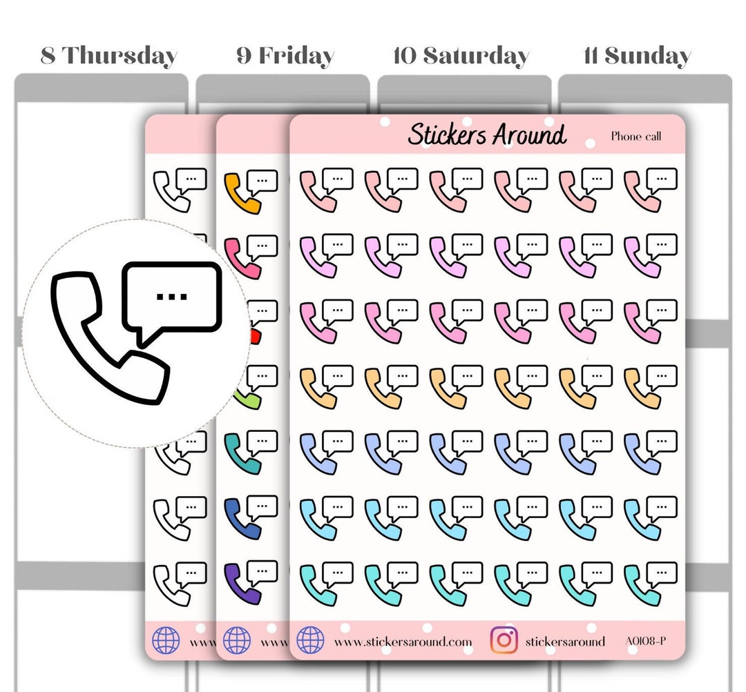 Phone Call Planner Sticker, Phone Call Mini Icon, Phone Call Reminder ...