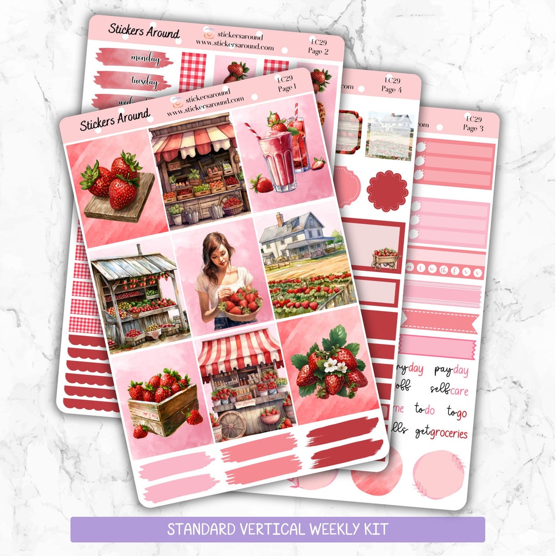 Strawberries - Weekly Planner Sticker for Standard Vertical Planner - Etsy