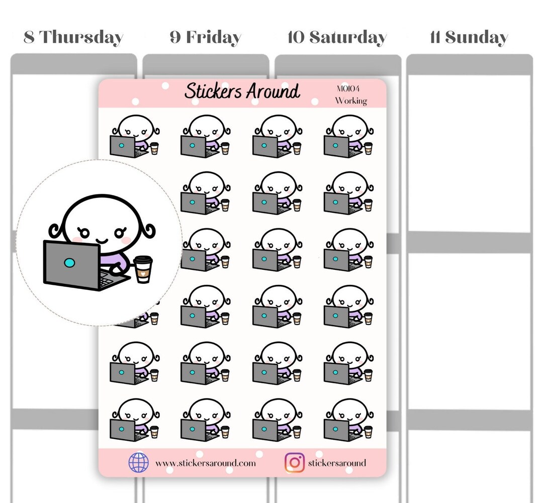 Working Sticker, Work Doodle Sticker, WFH Sticker, Home Office ...