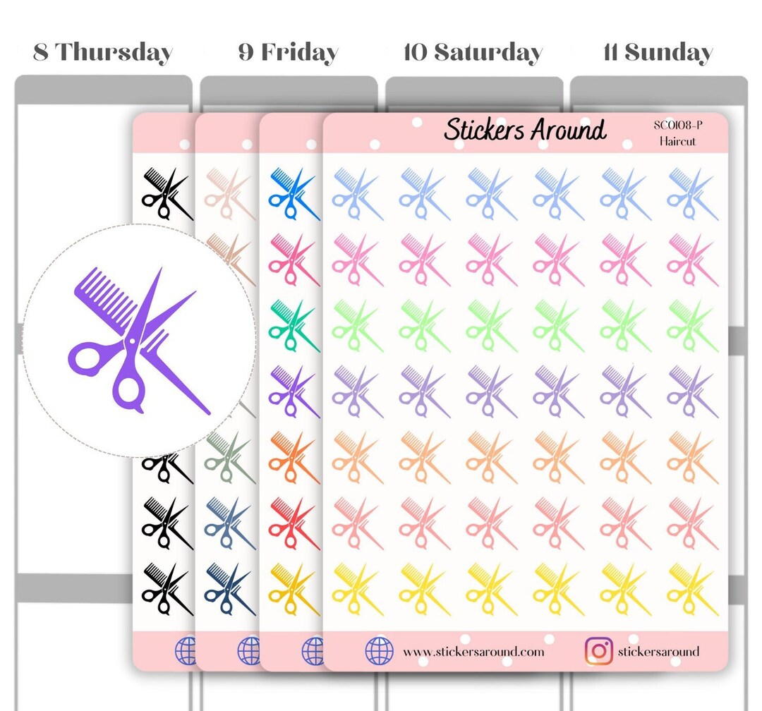 Haircut Icon Planner Sticker, Hair Appointment Sticker, Hair Salon ...