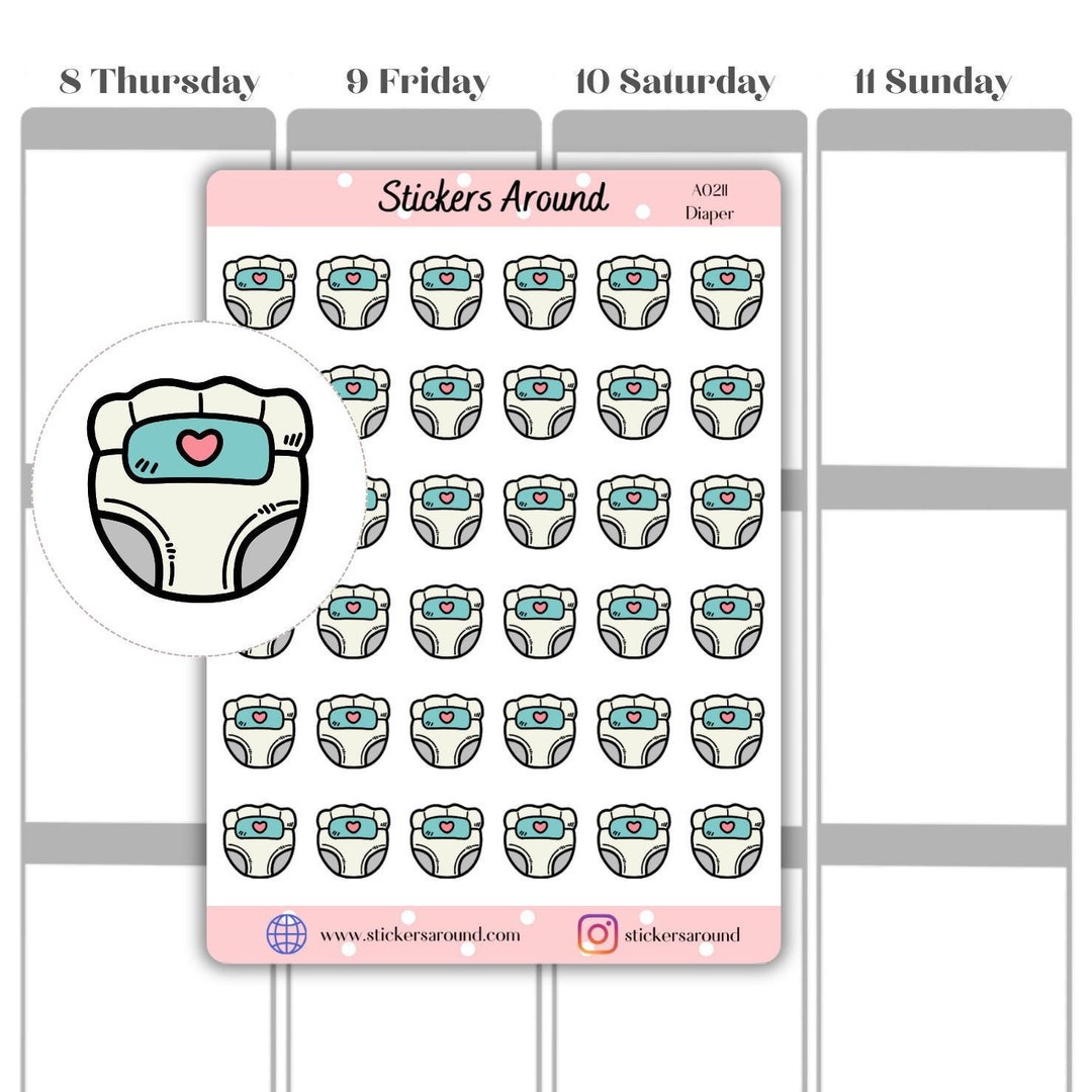 Diaper Icon Stickers | Planner Stickers and Bullet Journal Stickers - Etsy