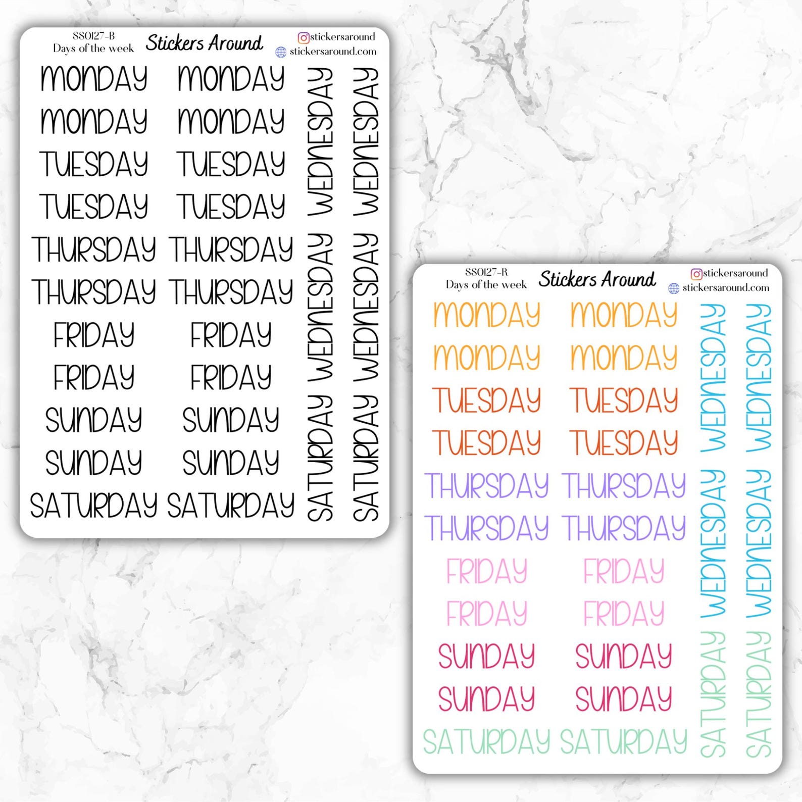 Days of the Week Script Planner Sticker, Weekly Planner Sticker - Etsy