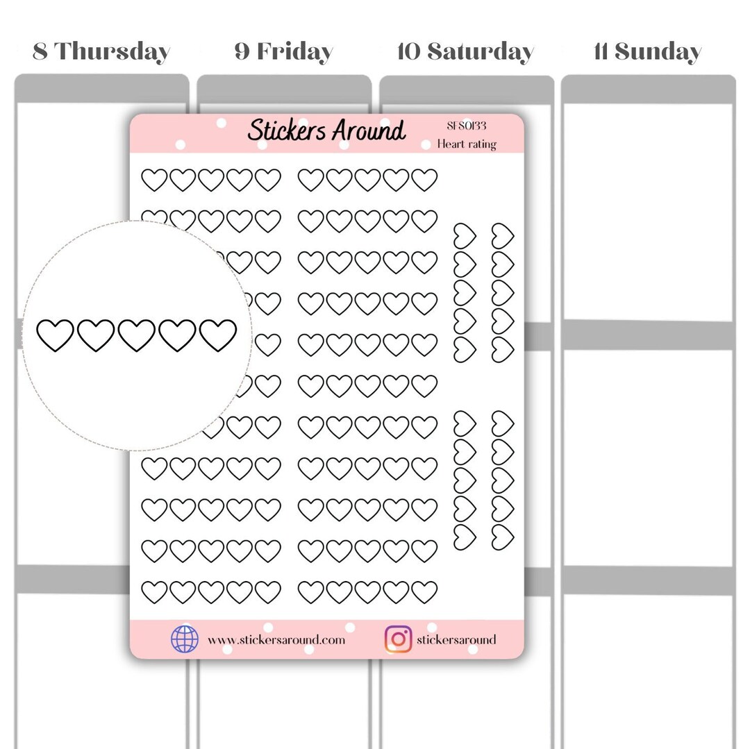 Heart Rating Planner Sticker Movie Review Sticker Book Review Sticker ...