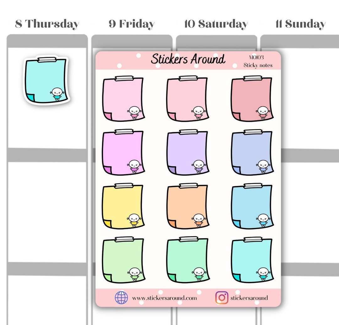Sticky Note Sticker, Write on Sticky Note Sticker, Planner Sticker ...