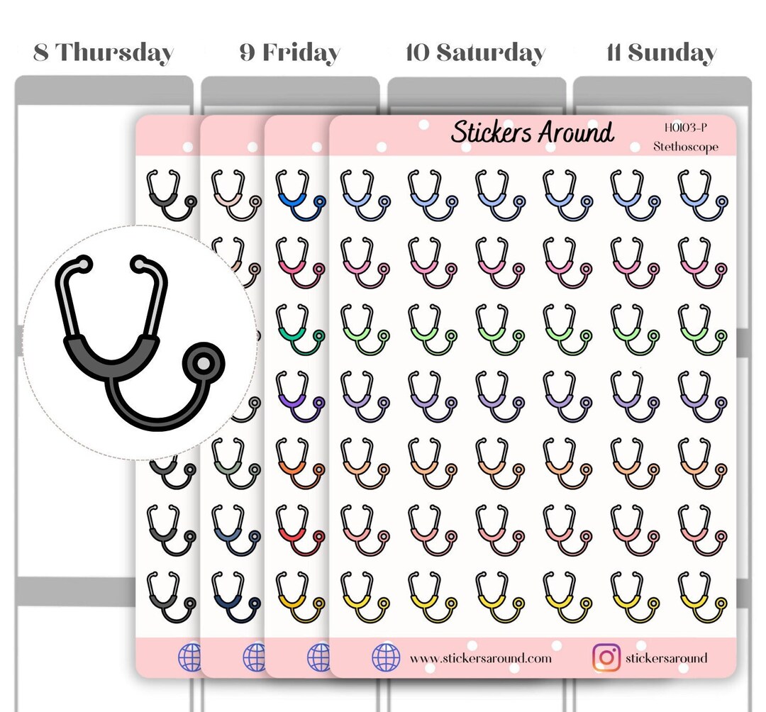 Stethoscope Icon Planner Sticker, Doctor Appointment Sticker, Hospital ...