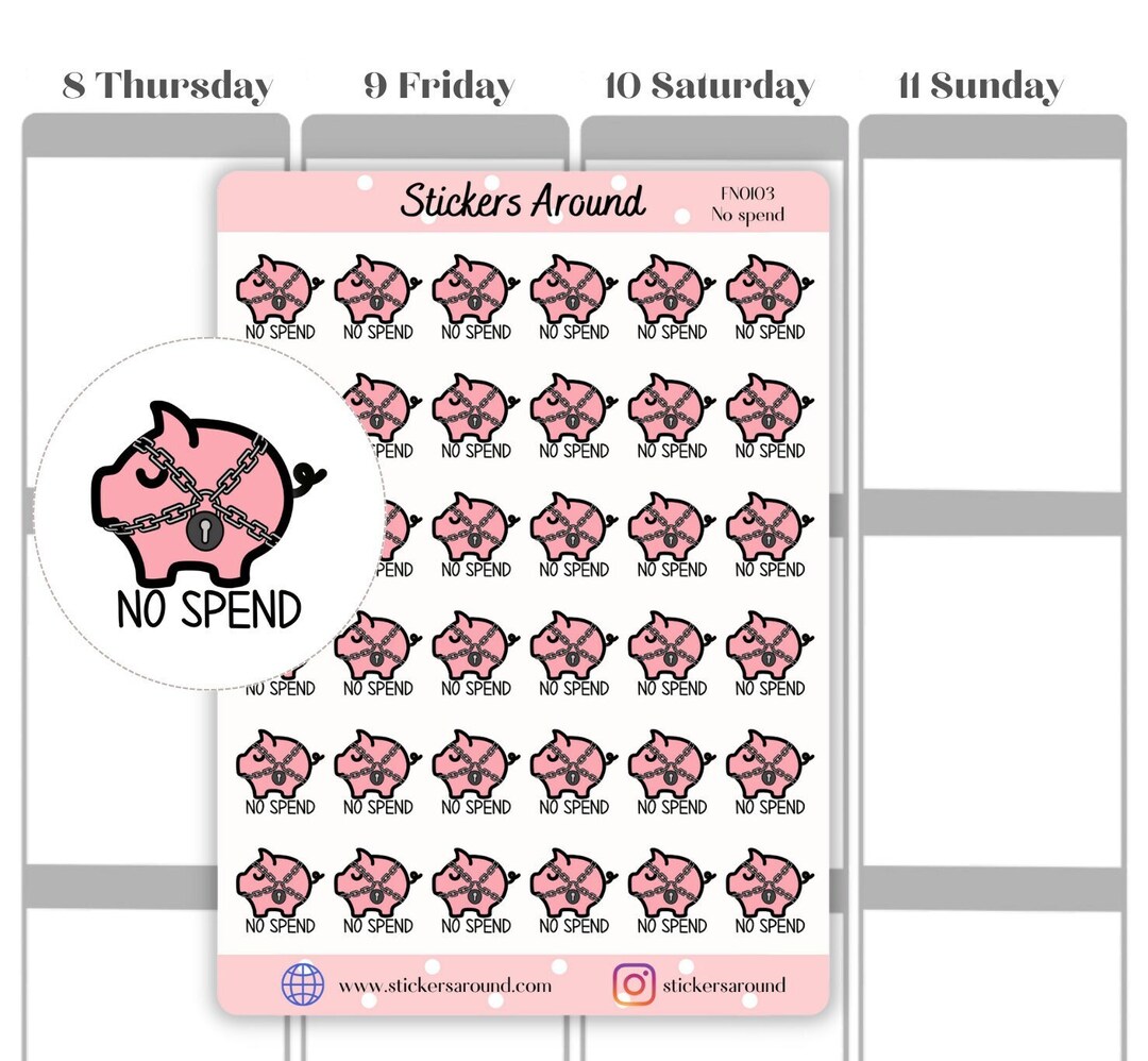 No Spend Planner Sticker, Savings Sticker, Budget Sticker, Functional ...