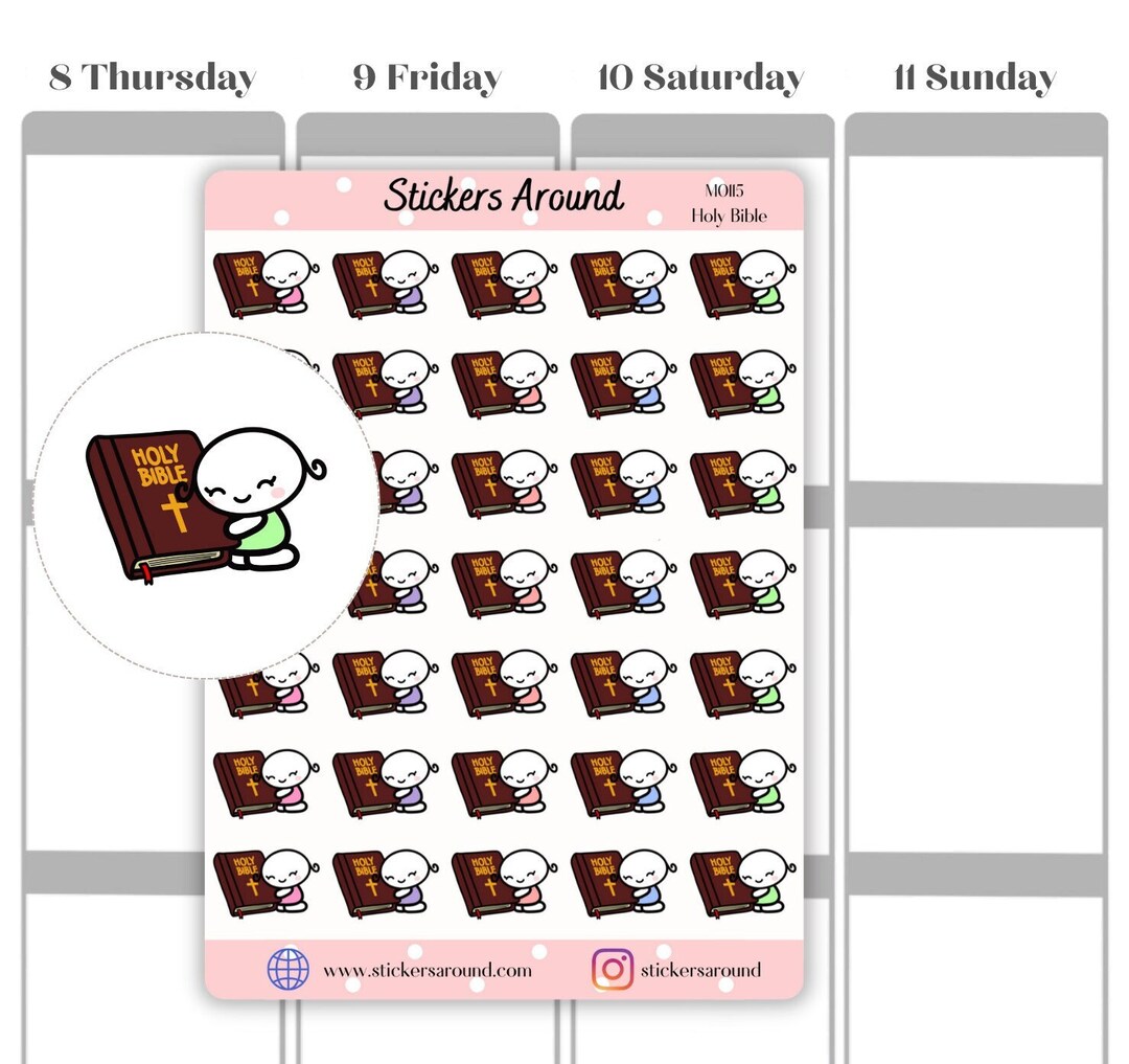 Holy Bible Icon Planner Sticker, Bible Doodle Sticker, Bible Study ...