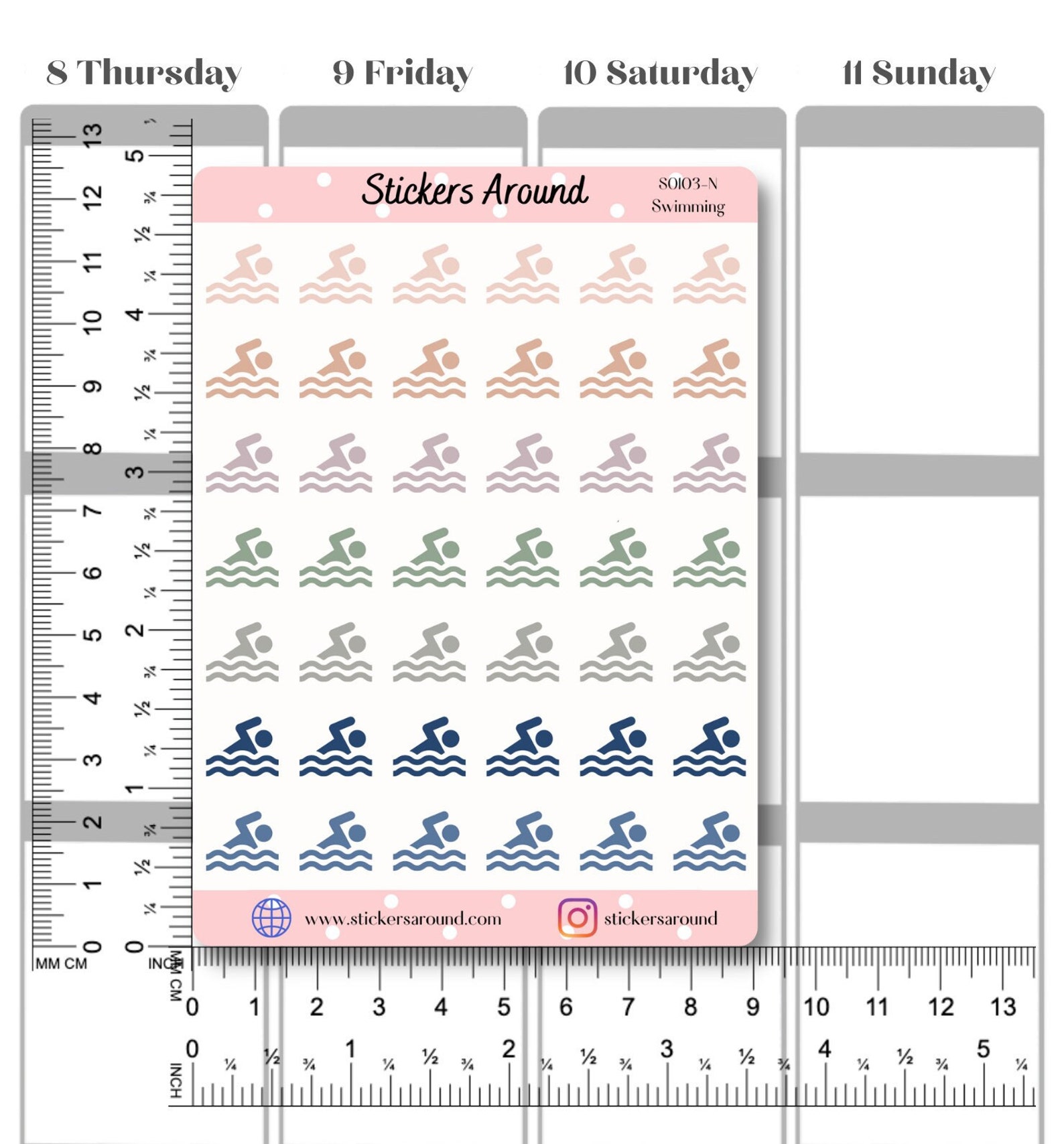Swimming Icon Planner Stickers, Swimmer Sticker, Swimming Lesson ...