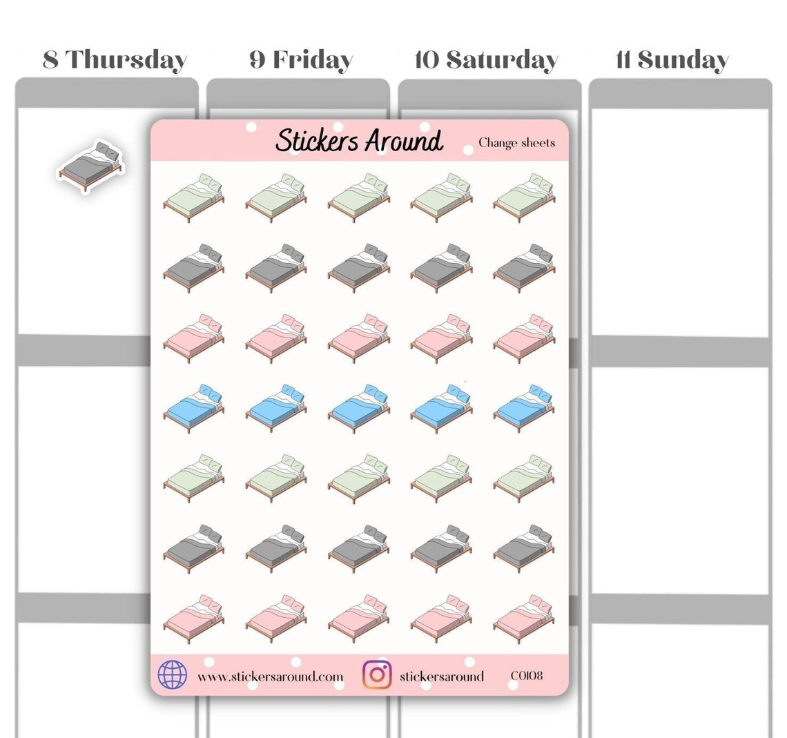 Change Bed Sheets Planner Sticker, Chores Sticker, House Work Sticker ...