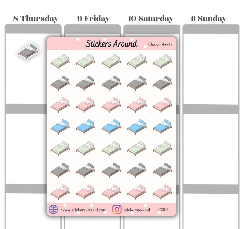 Change Bed Sheets Planner Sticker, Chores Sticker, House Work Sticker ...