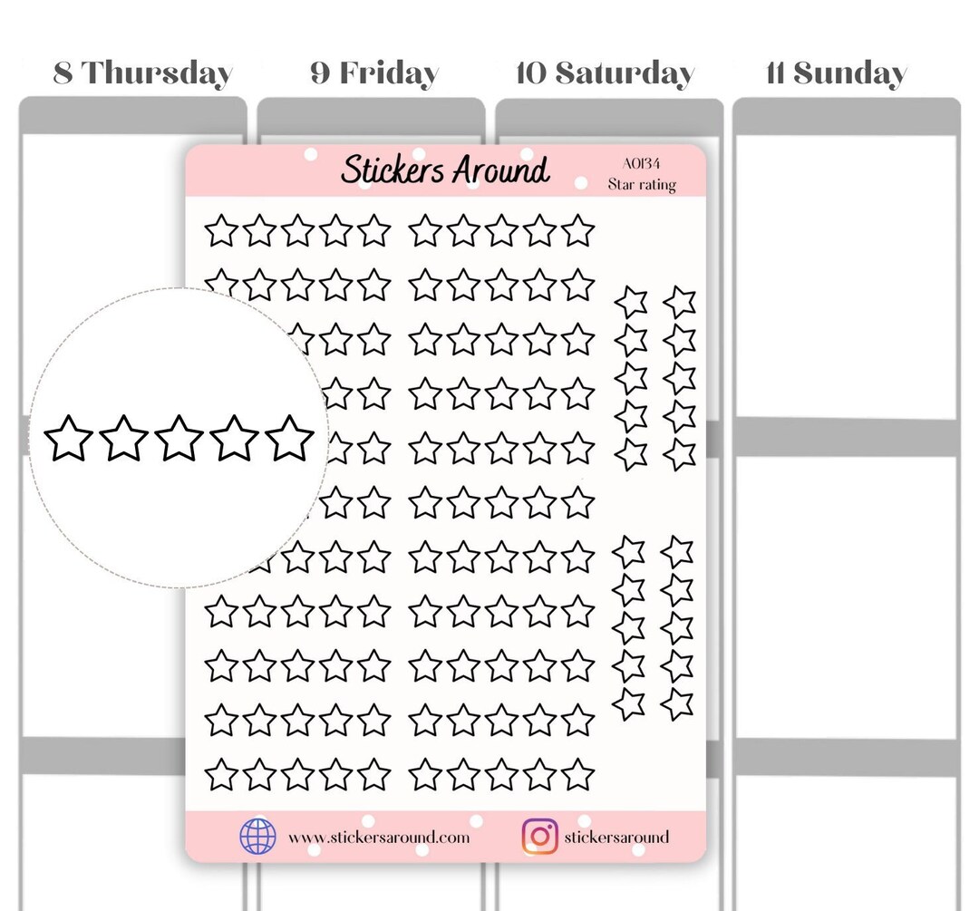 Star Rating Planner Sticker | Movie Review Sticker | Book Review ...