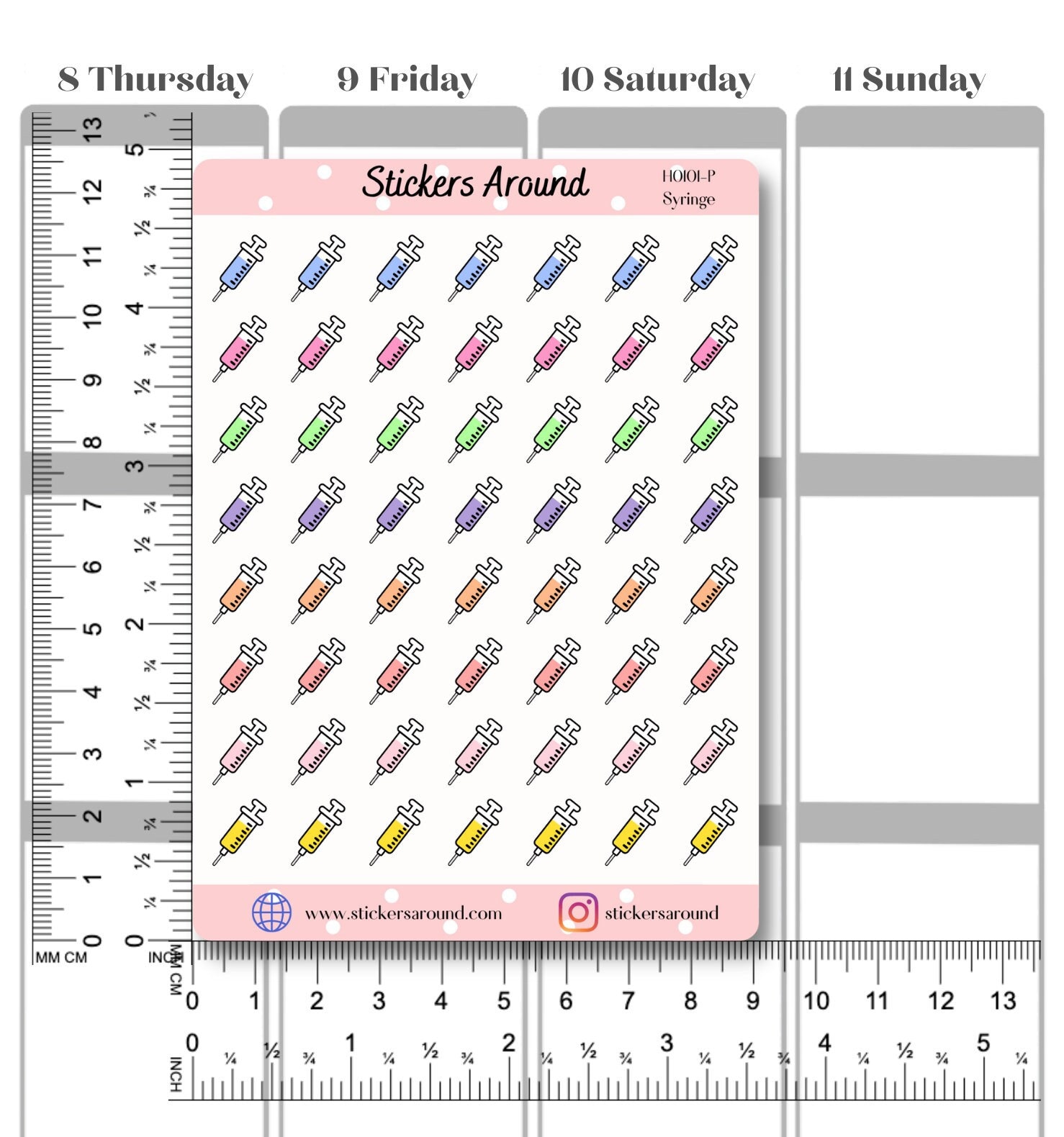 Syringe Icon Planner Sticker, Vaccine Shot Sticker, Diabete Insulin ...