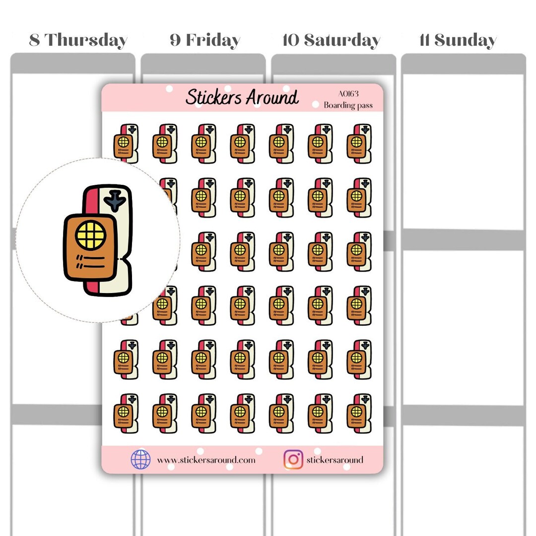 Boarding Pass Icon Planner Sticker | Flight Ticket Sticker | Passport ...