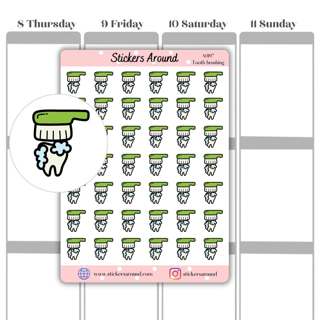 Brushing Teeth Icon Stickers | Planner Stickers and Bullet Journal ...