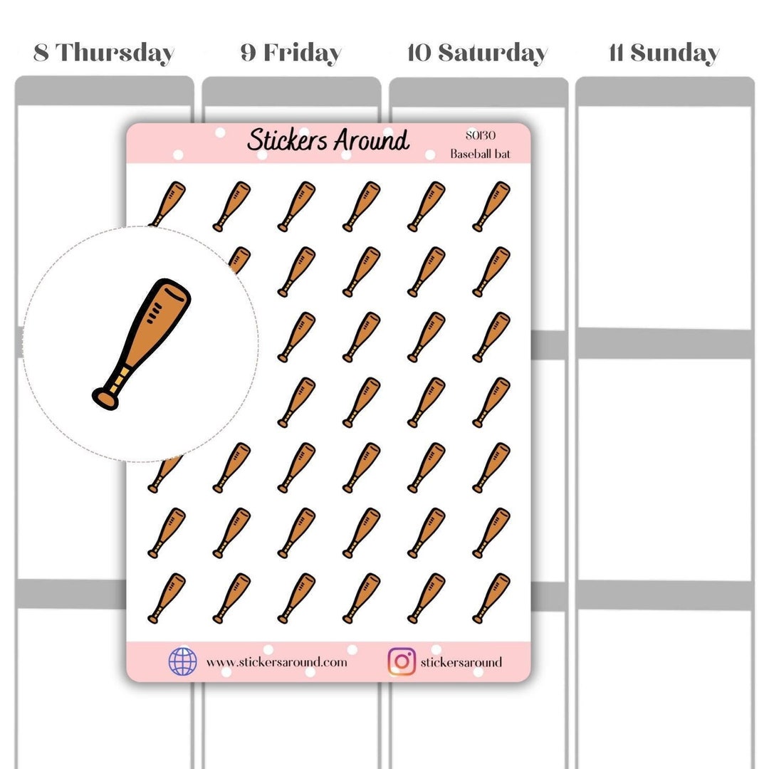 Baseball Bat Icon Planner Sticker, Calendar Sticker and Bullet Journal ...