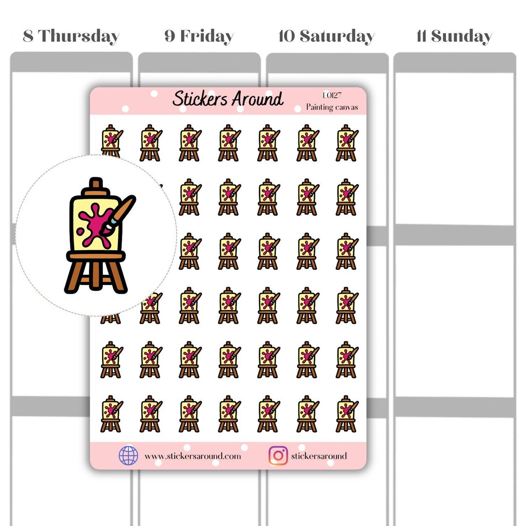Art Painting Canvas Icon Planner Sticker - Etsy