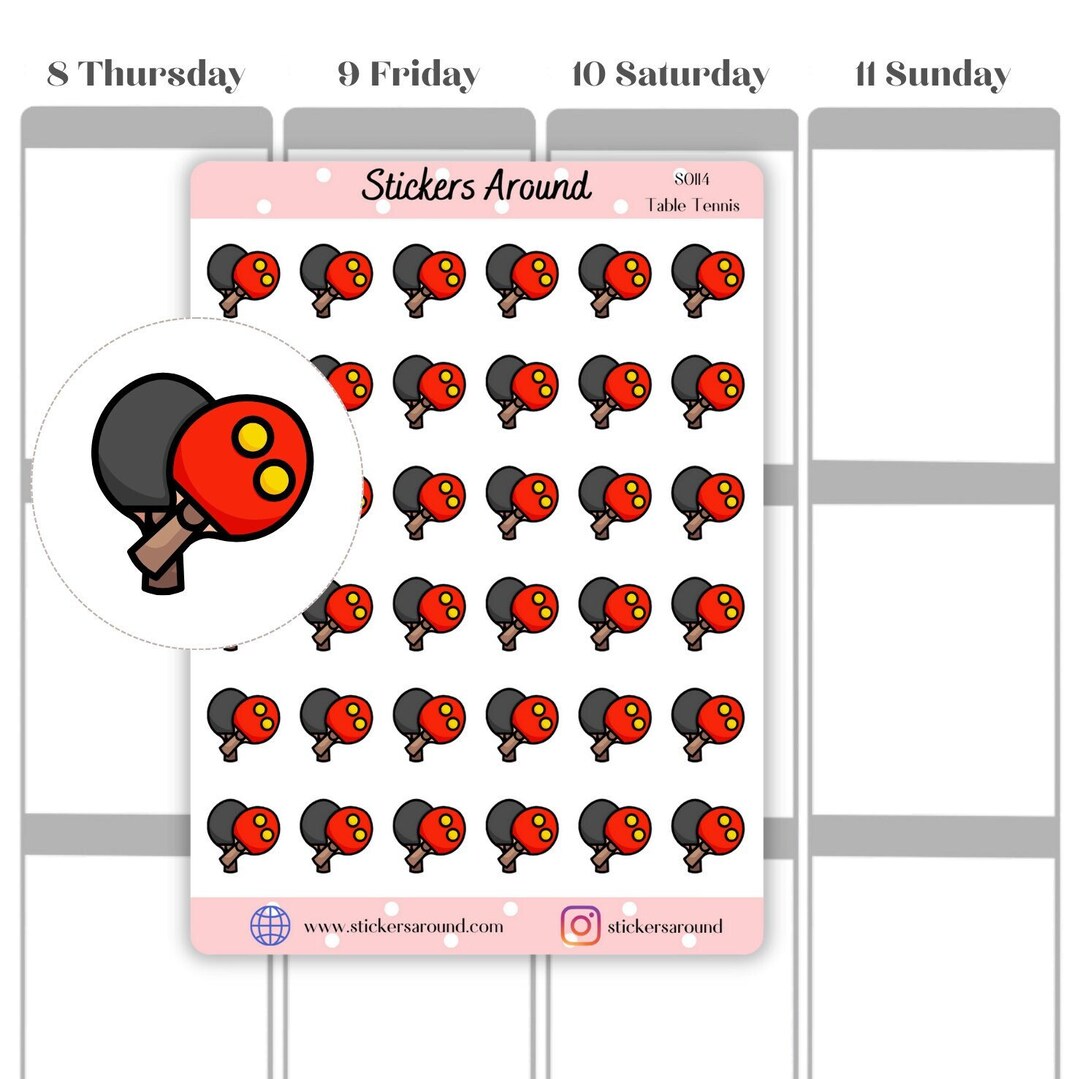 Table Tennis Icon Stickers Ping Pong Stickers Planner - Etsy