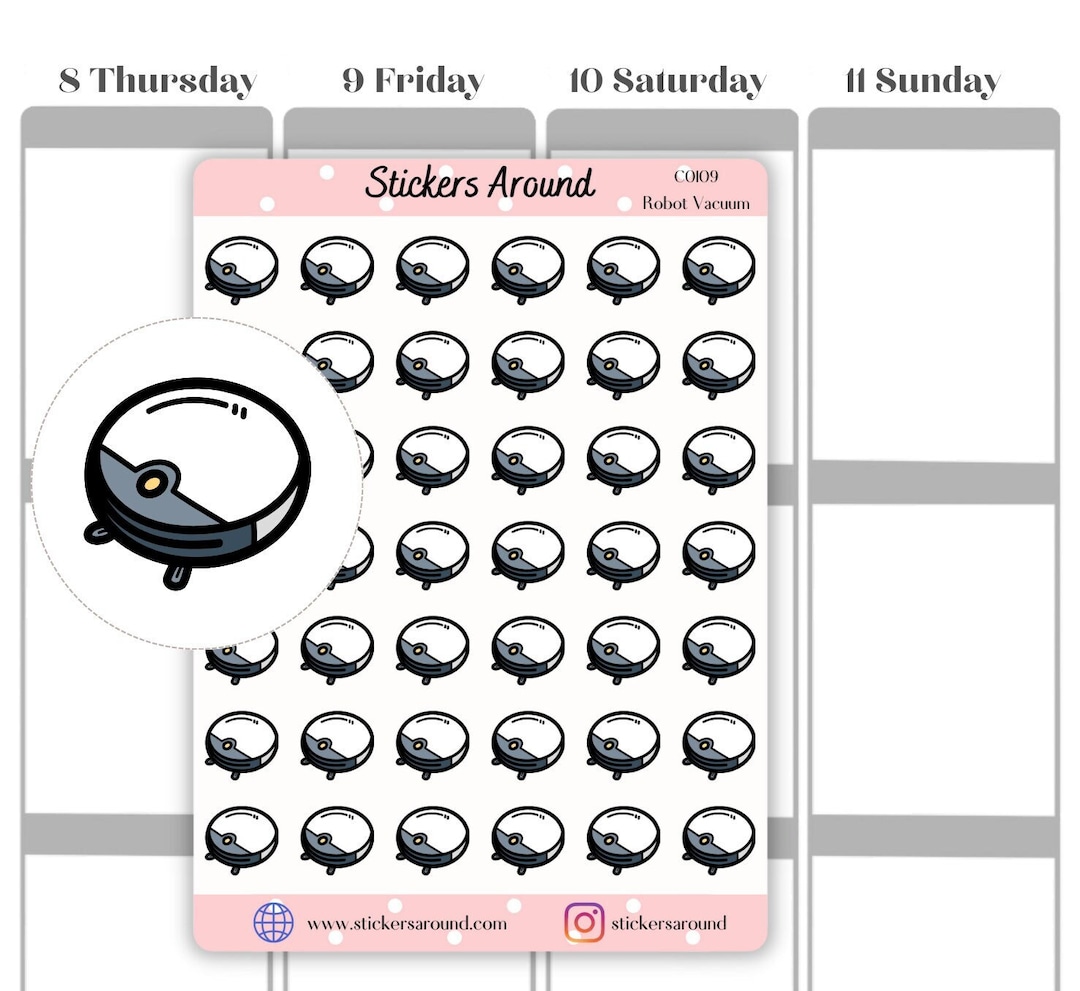 Robot Vacuum Cleaner Stickers, Roomba Planner Sticker, Hoover Sticker ...