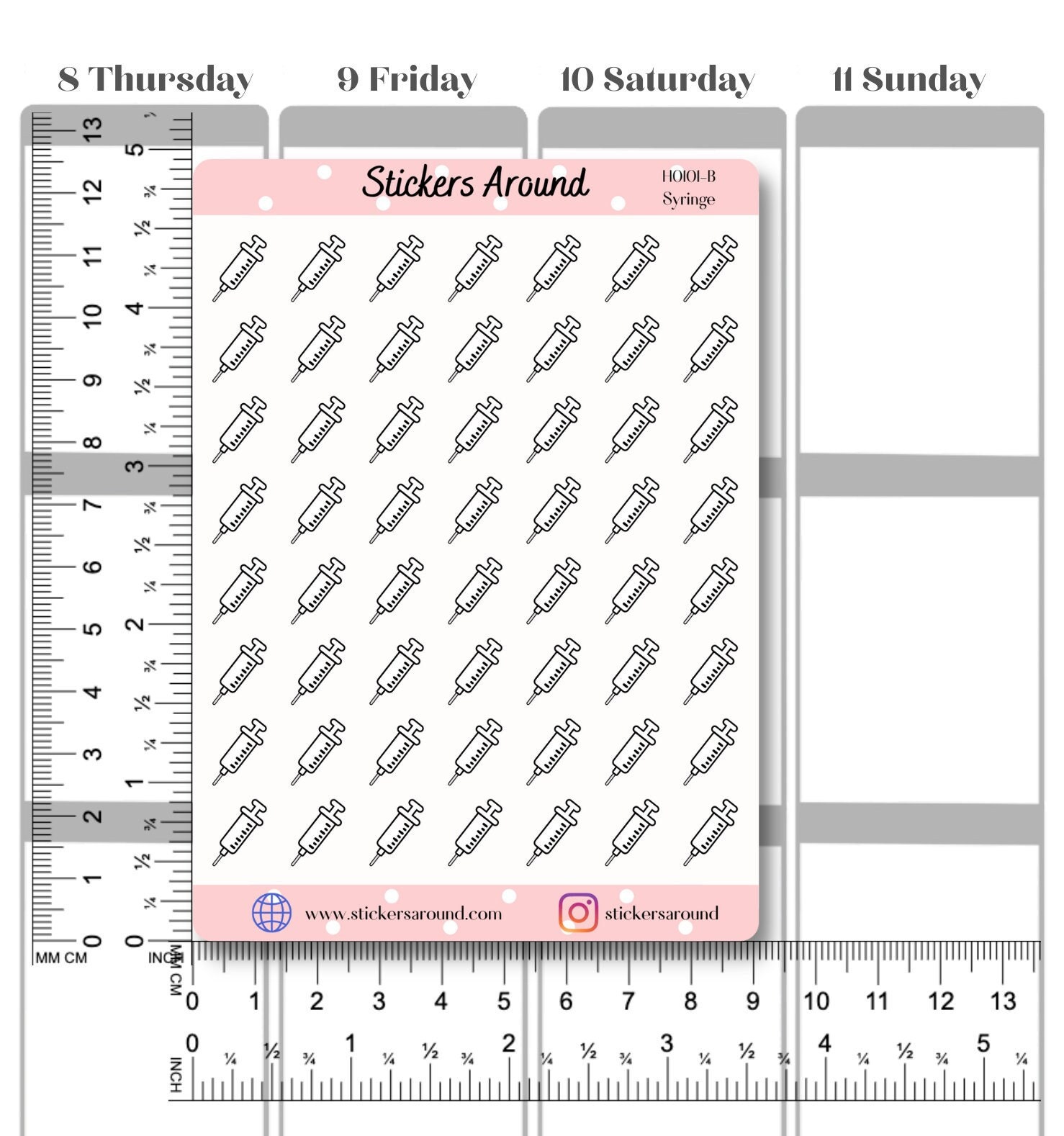 Syringe Icon Planner Sticker, Vaccine Shot Sticker, Diabete Insulin ...