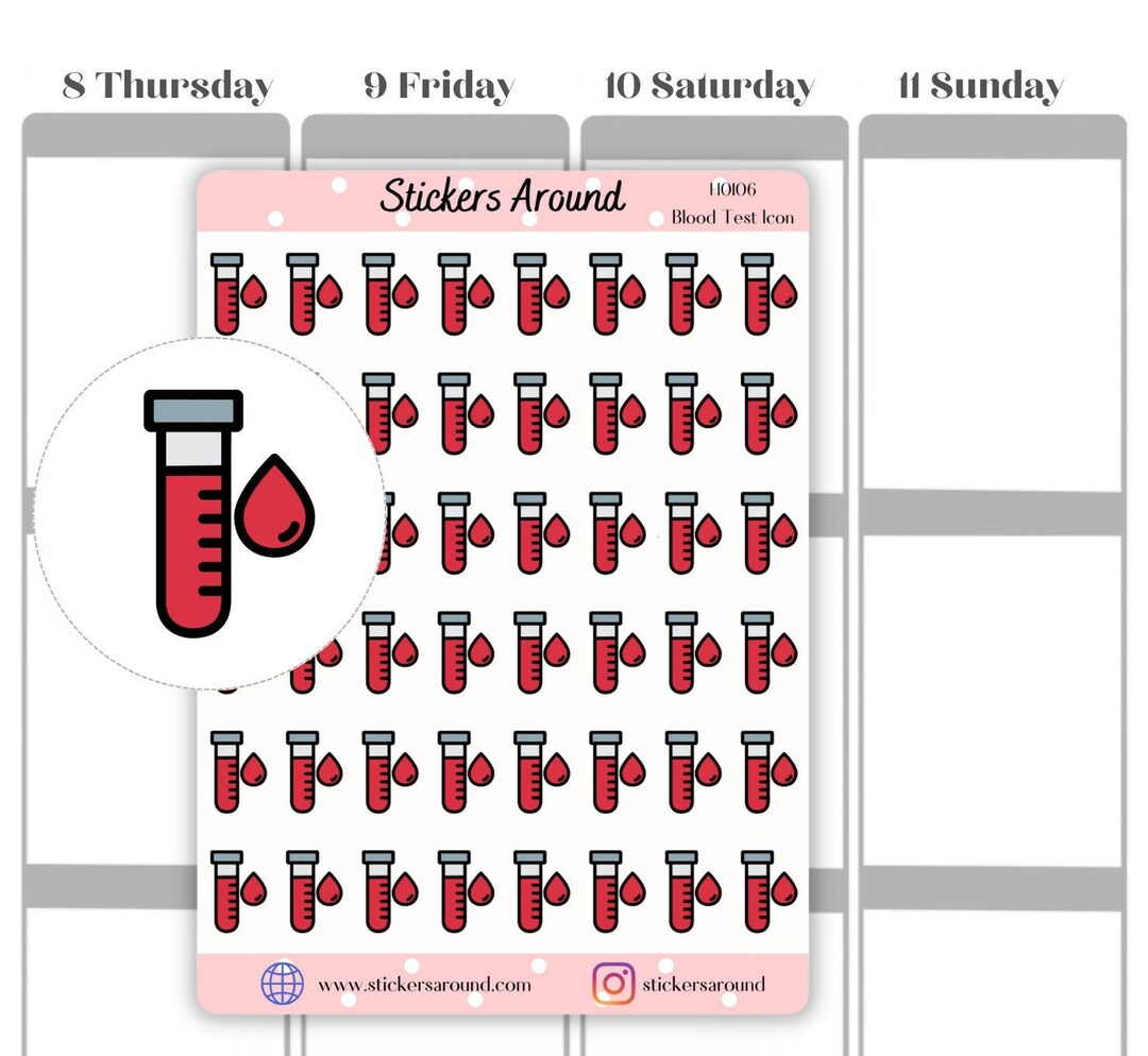 Blood Test Planner Sticker, Blood Draw Sticker, Blood Work Sticker ...
