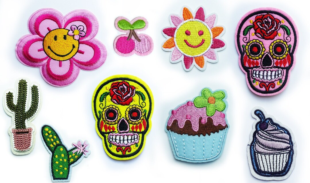 Flower and Miscellaneous Crest Iron-on Patch. Skull Cactus Cherry ...