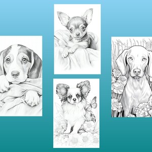 Puppies Coloring Pages, Grayscale Coloring, Adult Coloring, Realistic ...