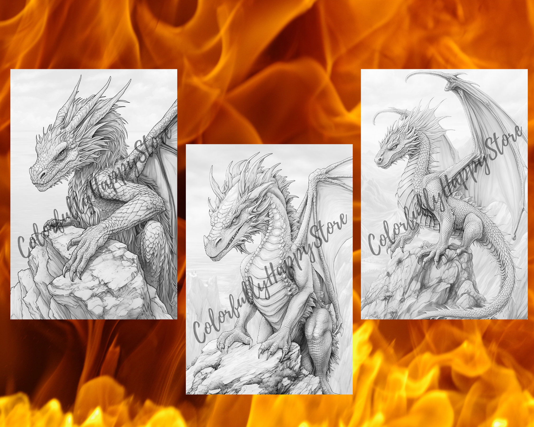 Dragons Grayscale, Coloring Pages, Adult Coloring Books, Mens Coloring ...