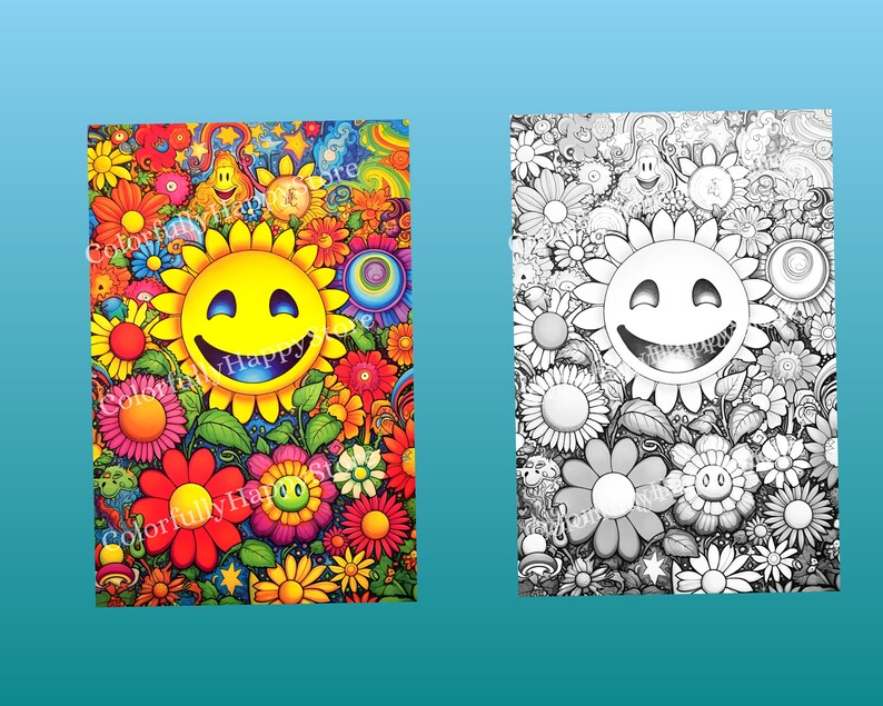 Doodle Collage Coloring Pages Adult Coloringsmilely Face - Etsy