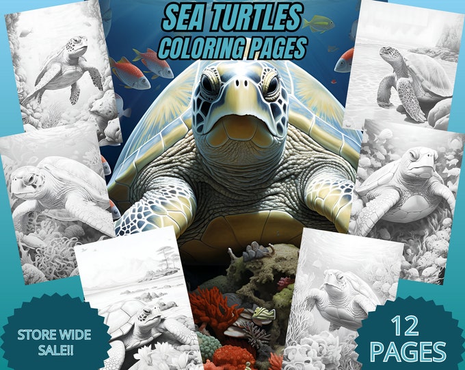 30 Sea Turtles Coloring Page Book - Adults + Kids - Instant Download ...