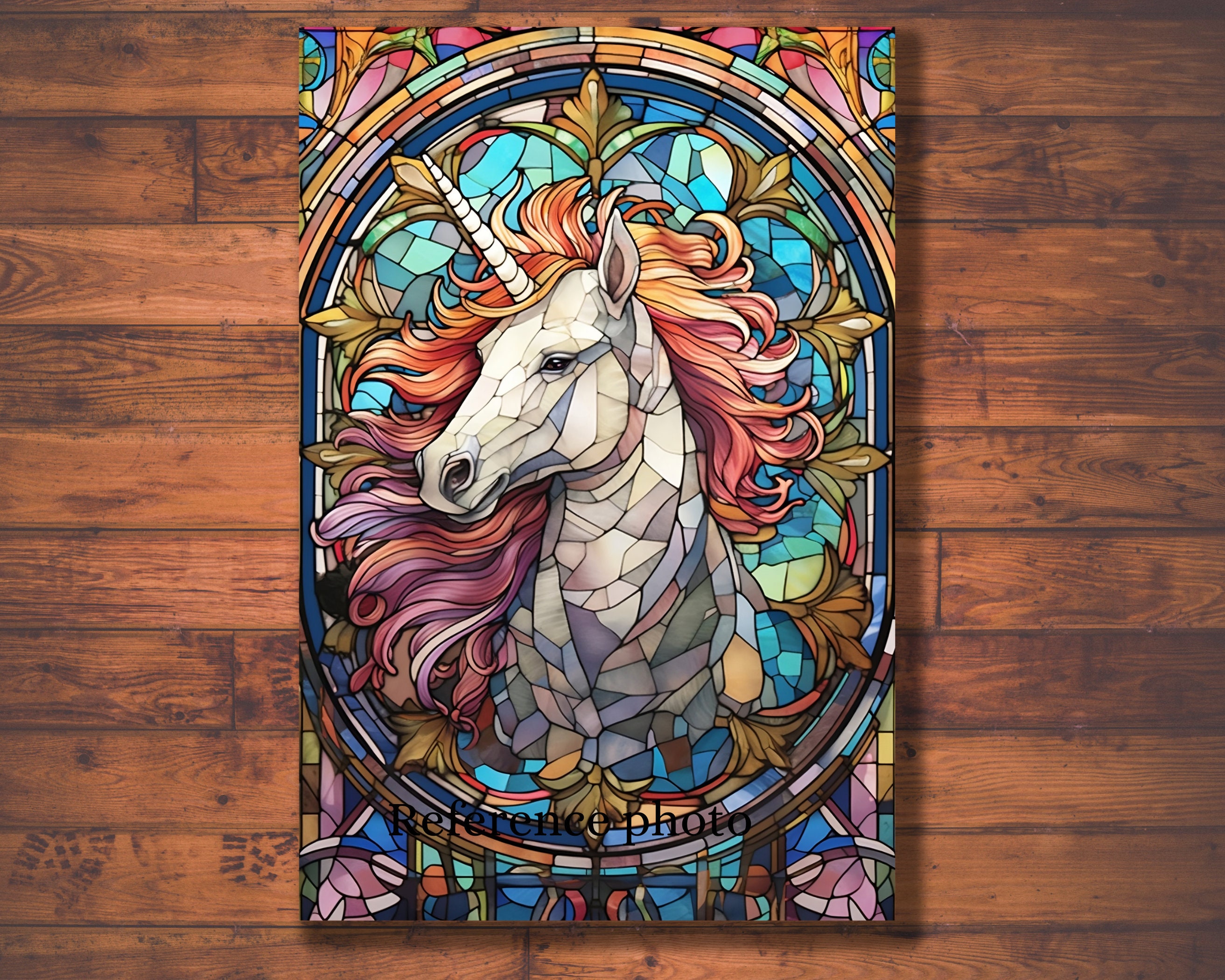 Stained Glass Unicorn Coloring Pages: Grayscale Fantasy Art (PDF & JPG ...