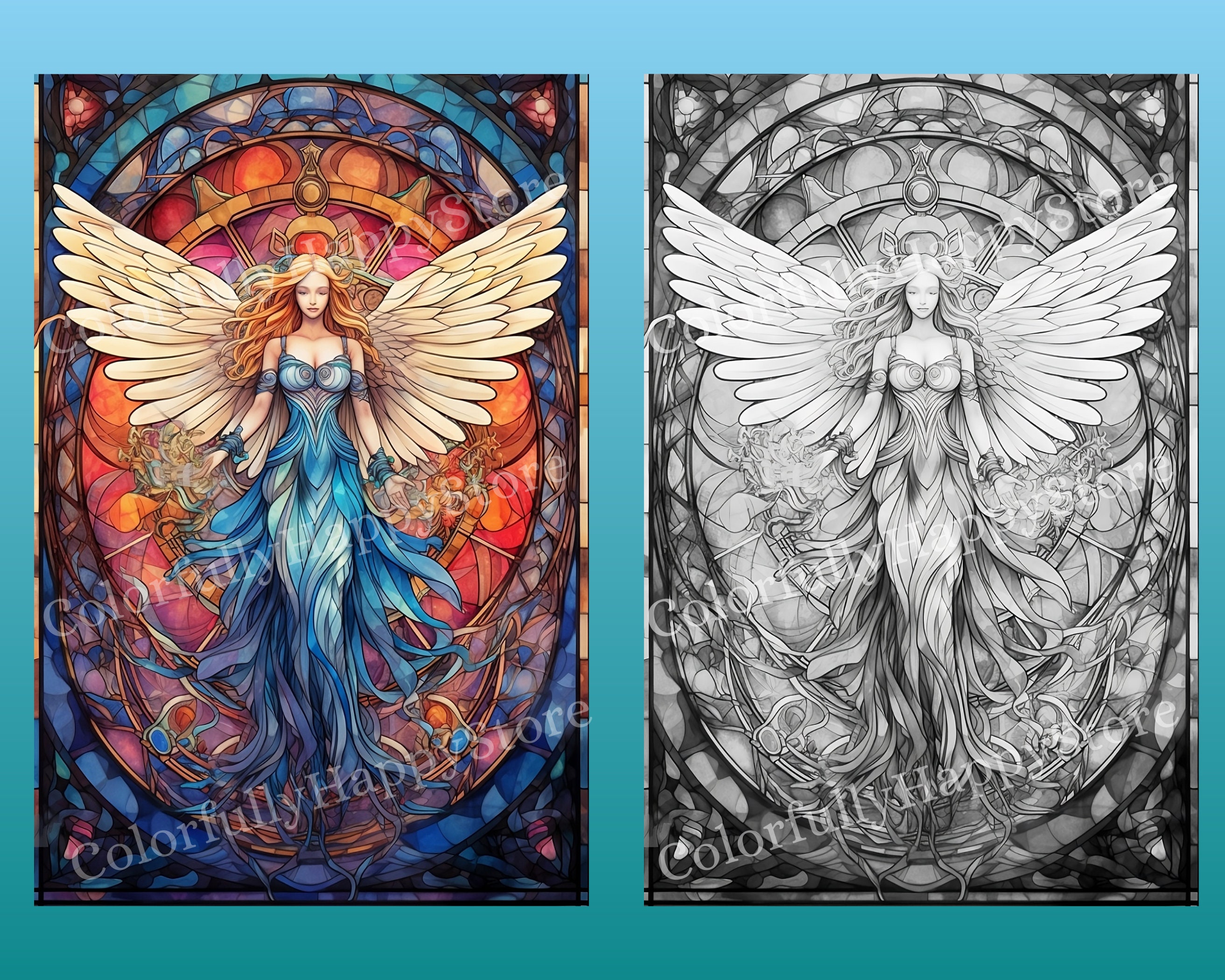 Stainedglass Coloring Pages, Angle Coloring, Grayscale, Fairyscoloring ...