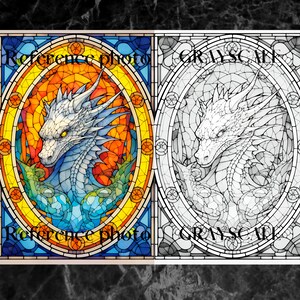 Dragons Stained Glass Coloring Adult Coloring Pages Fantasy Coloring ...