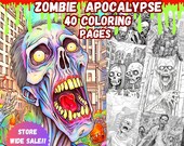 Zombie Apocalypse Coloring Pages Adult Coloring Grayscale - Etsy