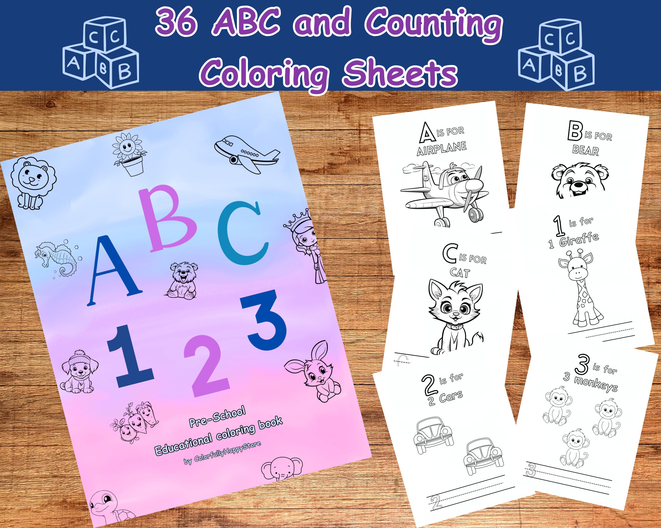 ABC Alphabet Coloring Pages, Counting Worksheets, Prek Kindergarten ...