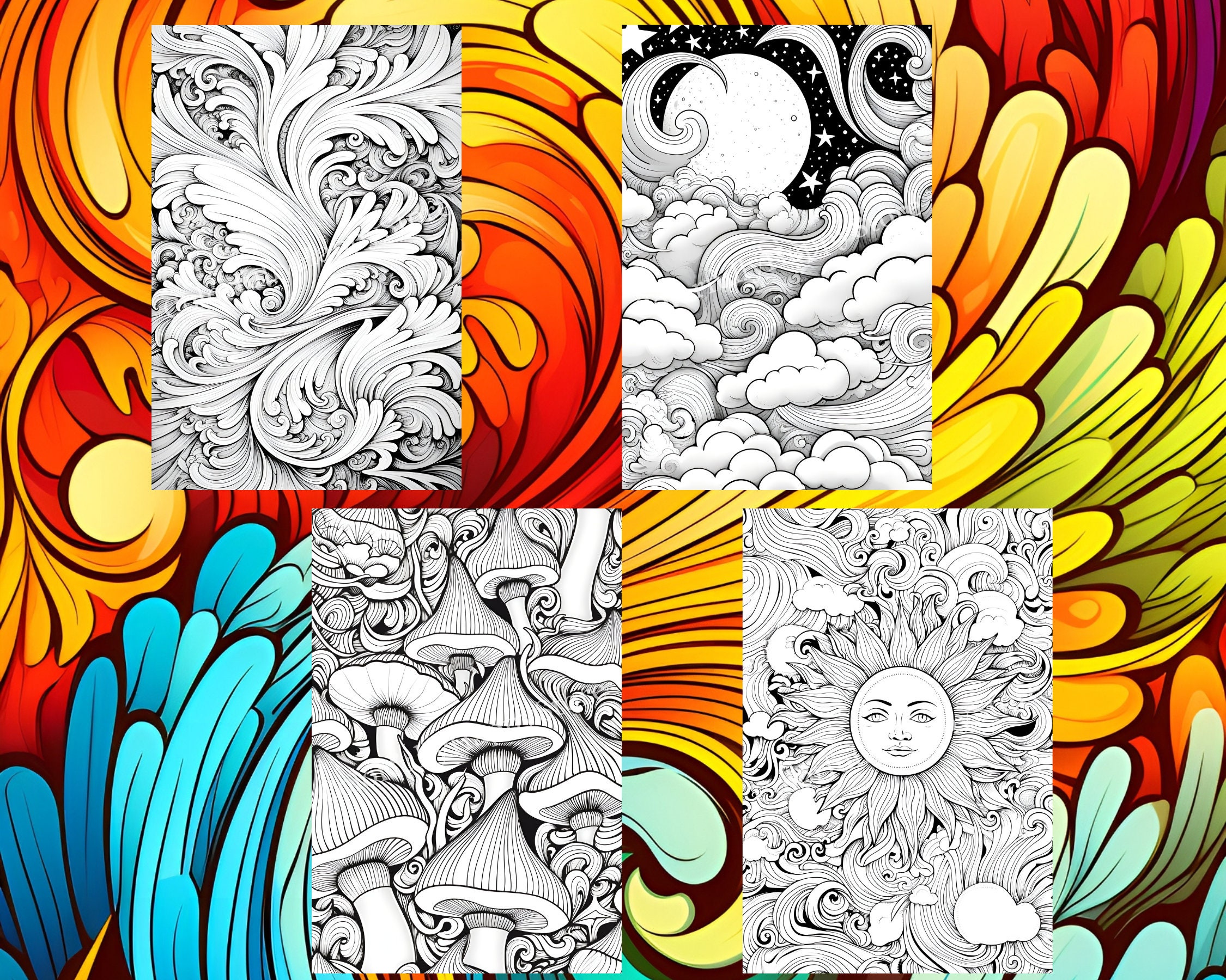 Coloring Pages Grayscale Mindfully Relaxing Coloring Patterns Etsy