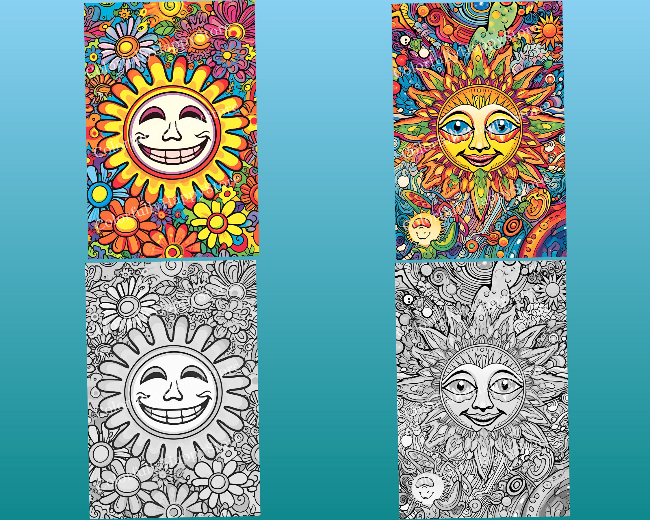 Doodle Collage Coloring Pages Adult Coloringsmilely Face - Etsy