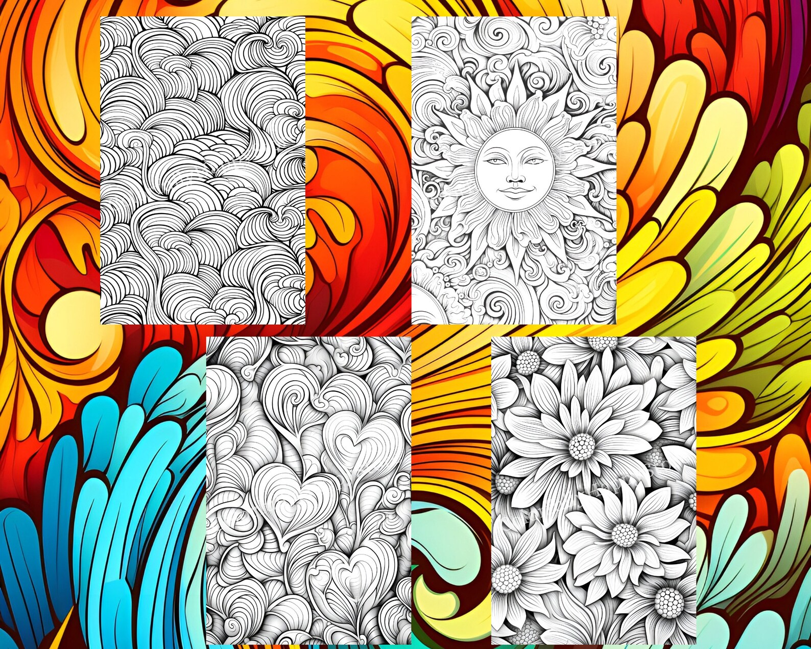 Grayscale Coloring Pages: Floral & Geometric Patterns (PDF Download) - Etsy