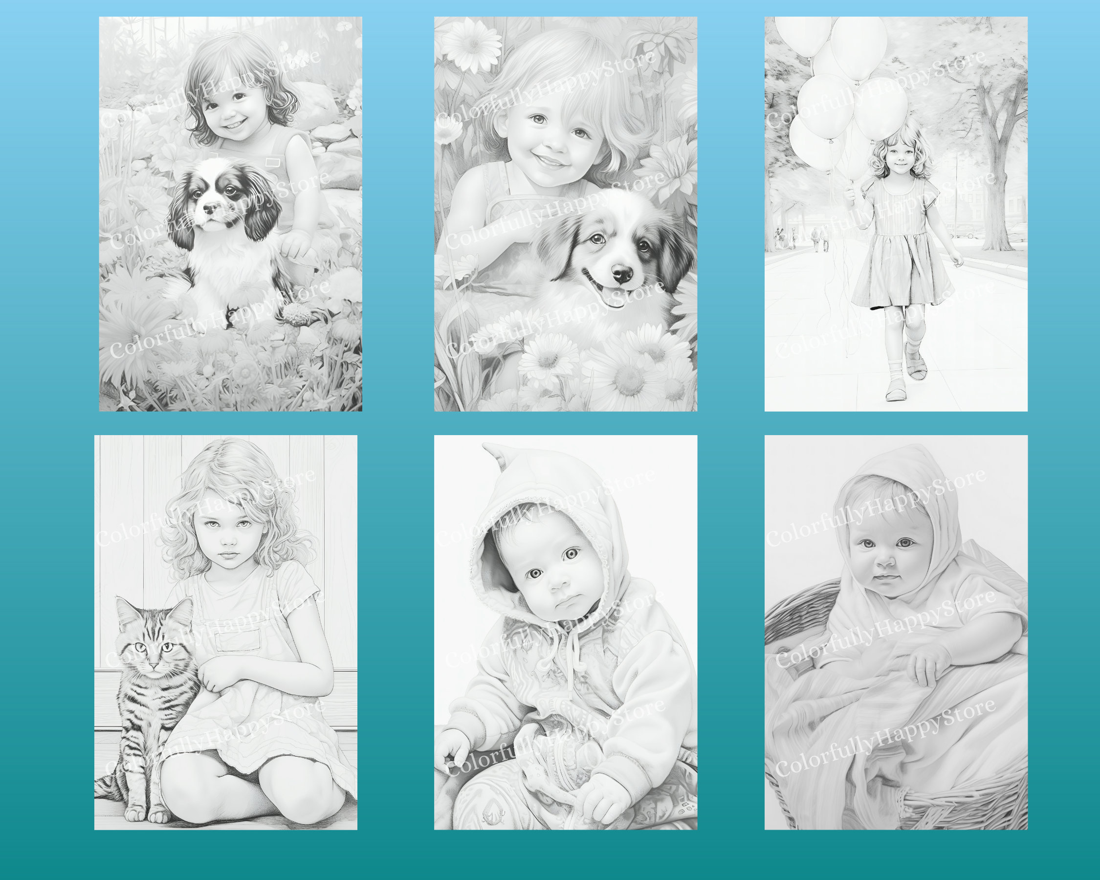 Baby and Toddler Grayscale Coloring Pages, Adult Coloring Realistic ...
